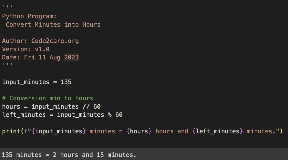 Python Convert Minutes To Hours